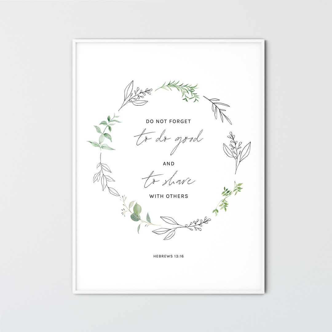 Hebrews 13:16 Bible Verse Wall Art Modern Scripture Minimalist ...