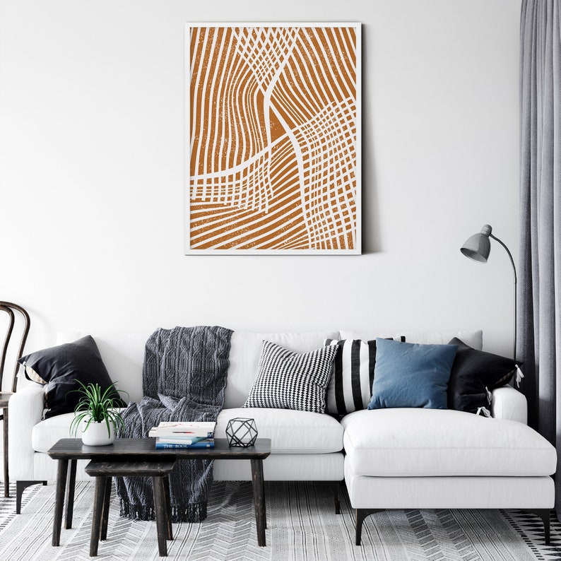 Geometric Lines Art Print Mid Century Modern Wall Art Abstract - Etsy