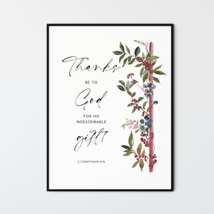 2 Corinthians 9:15 Christmas Scripture Printable Wall Art Bible Verse ...