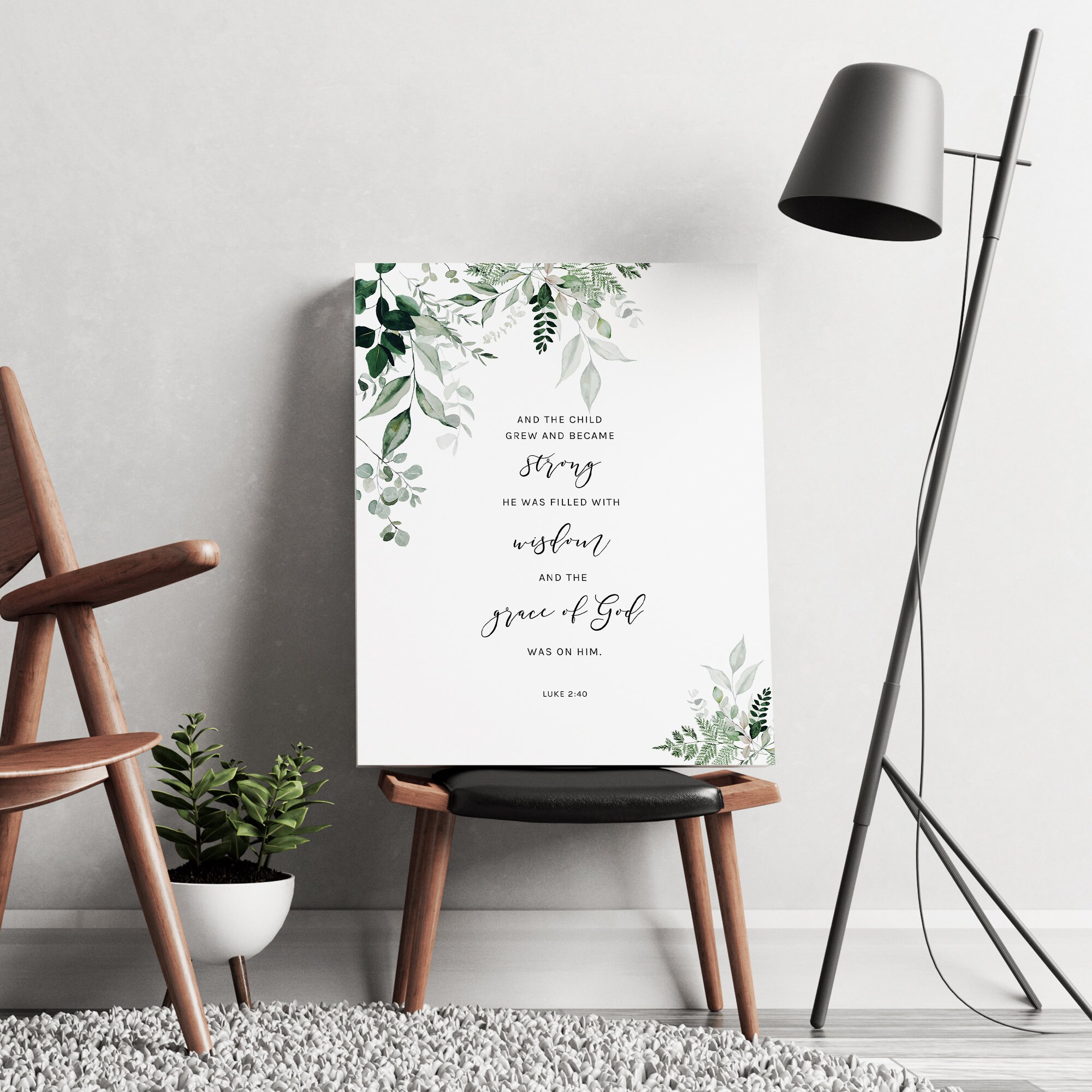 Luke 2:40 Bible Verse Wall Art Scripture Wall Art Prints | Etsy