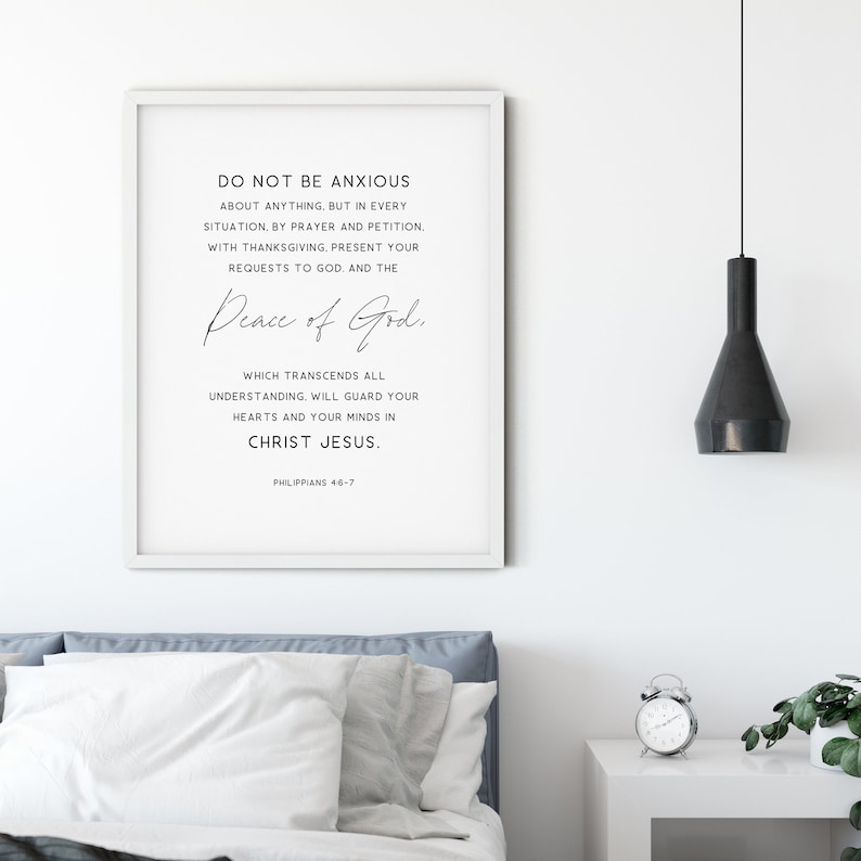 Philippians 4:6-7 Do Not Be Anxious, Bible Verse Wall Art Printable ...