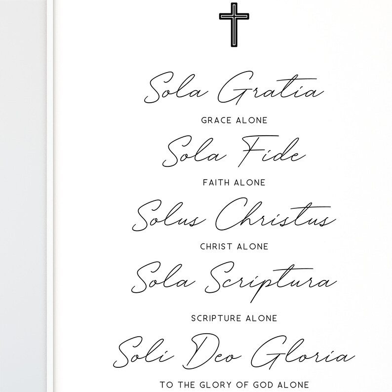 The 5 Solas Christian Printable Wall Art Print Modern - Etsy