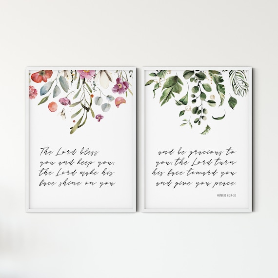 Numbers 6:24-26 Bible Verse Wall Art Printable Wall Art Set | Etsy