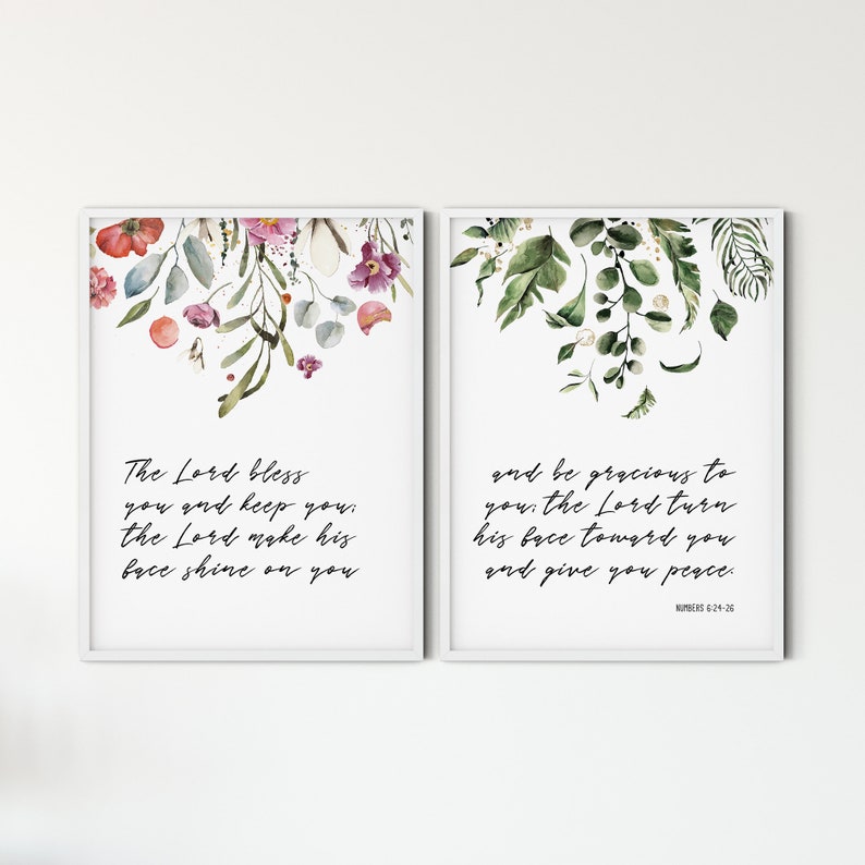 Numbers 6:24-26 Bible Verse Wall Art Printable Wall Art Set | Etsy