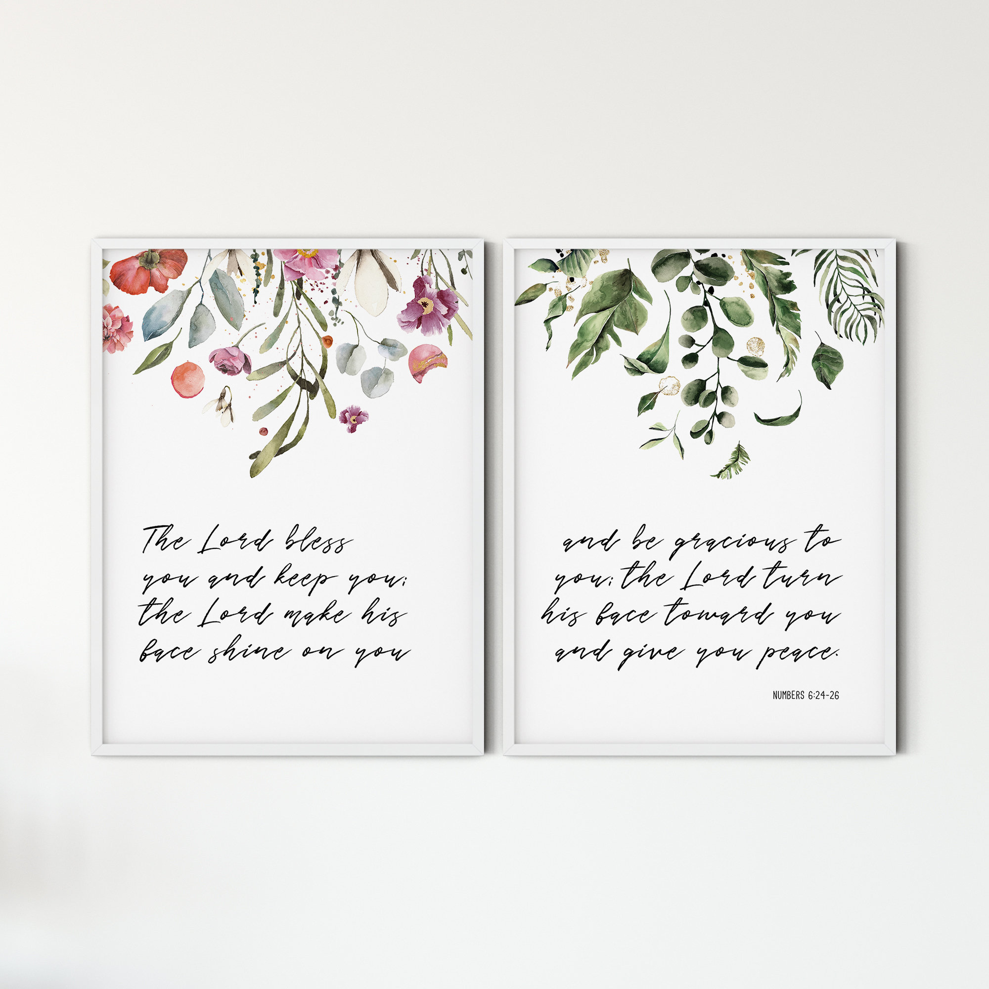 Numbers 6:24-26 Bible Verse Wall Art, Printable Wall Art Set of 2 ...