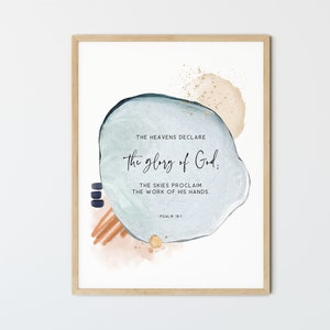 Psalm 19:1, Bible Verse Wall Art Scripture Print Farmhouse Christian ...
