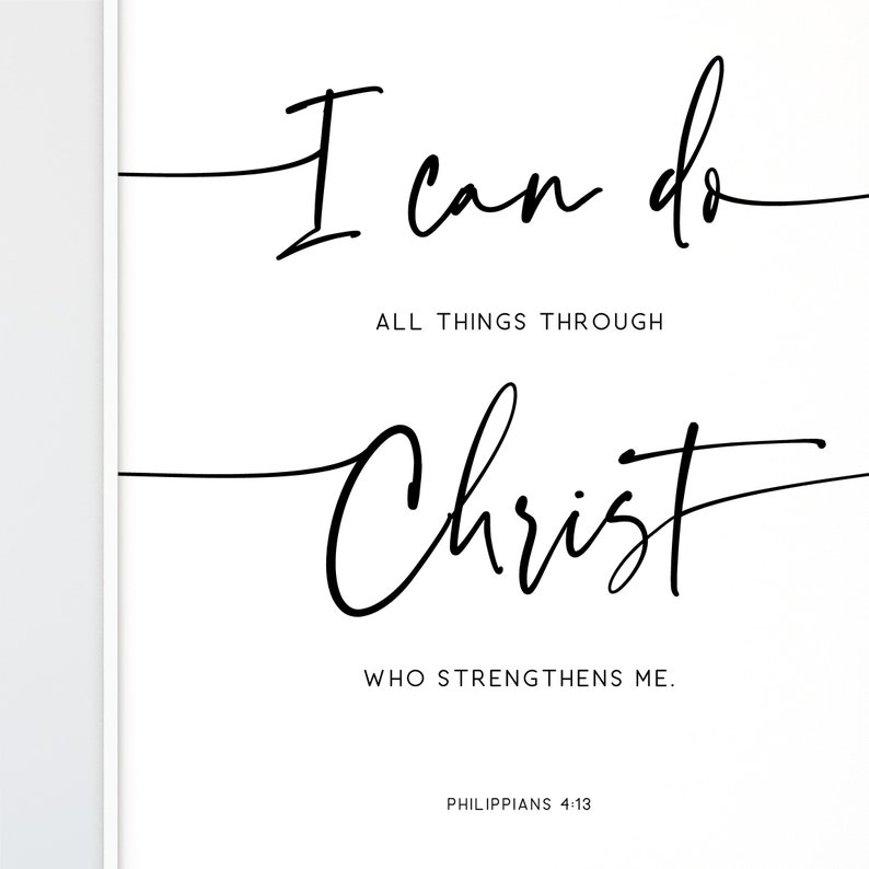 Philippians 4:13 Bible Verse Wall Art Baptism Scripture Print - Etsy