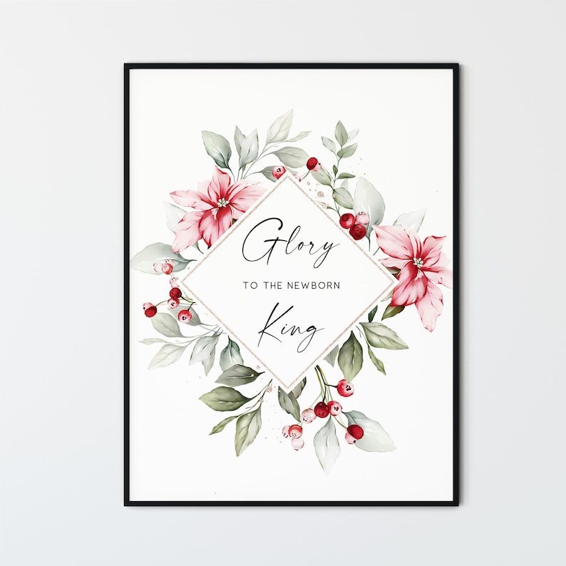 Glory to the Newborn King, Christmas Wall Art Watercolor Christian ...