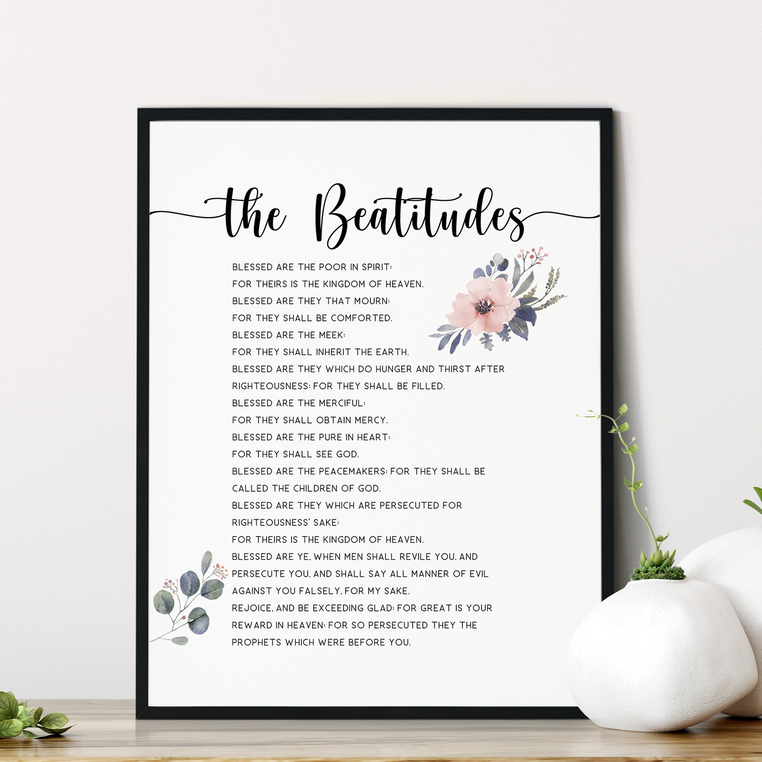 Matthew 5:3-12 the Beatitudes Bible Verse Wall Art Christian - Etsy
