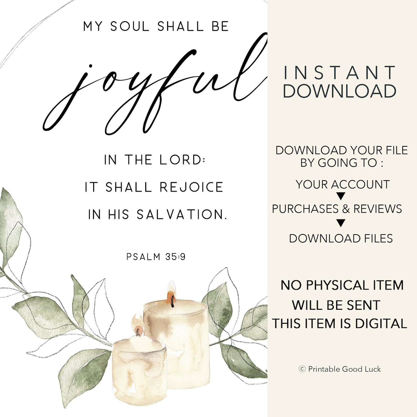 Psalm 35:9 KJV My Soul Shall Be Joyful in the Lord, Bible Verse Wall ...