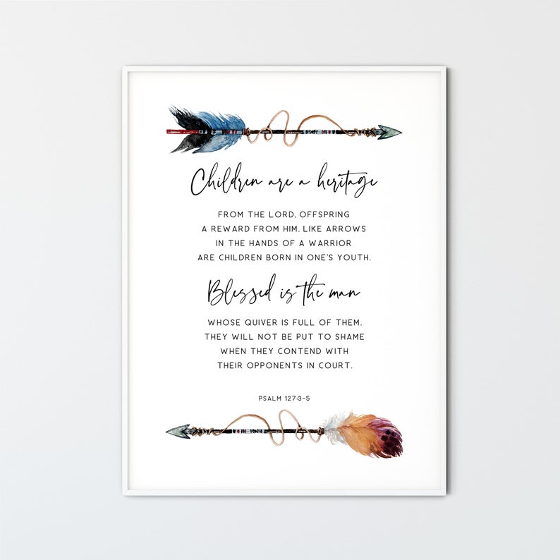 Psalm 127:3-5 Bible Verse Wall Art Christian Printable Scripture Print ...