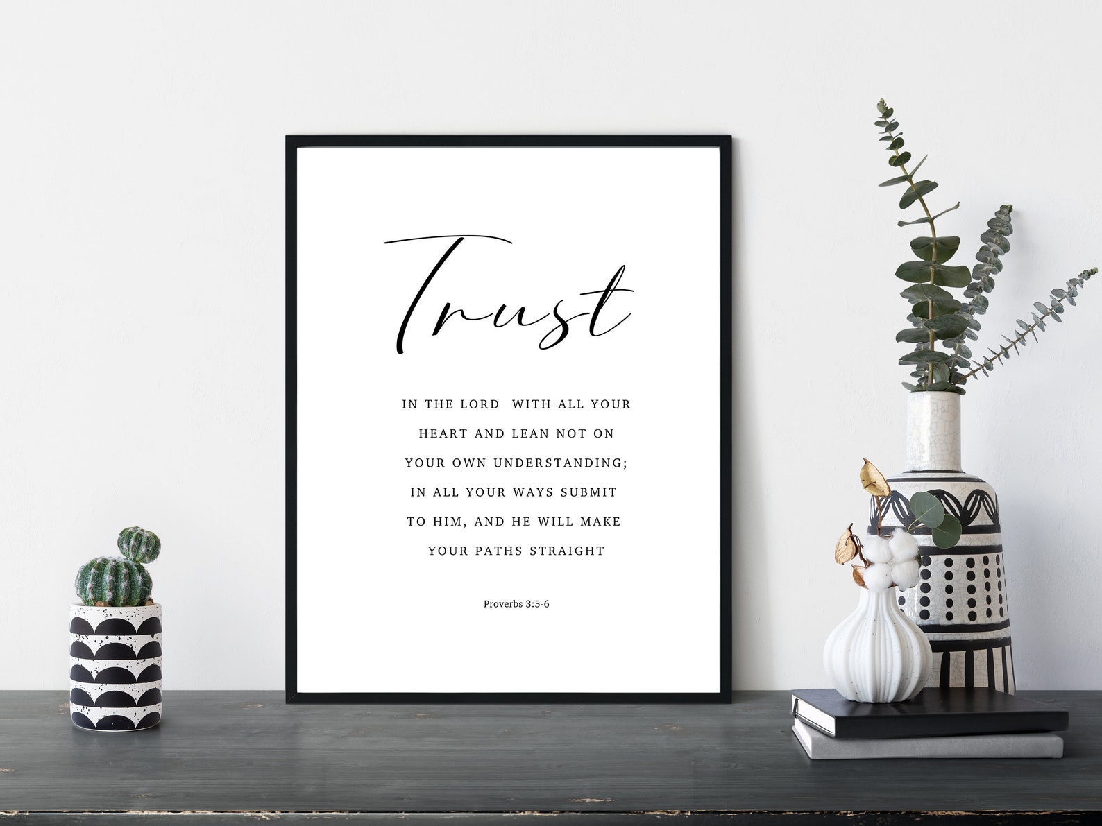 Proverbs 3:5-6 Bible Verse Wall Art Printable Minimal | Etsy