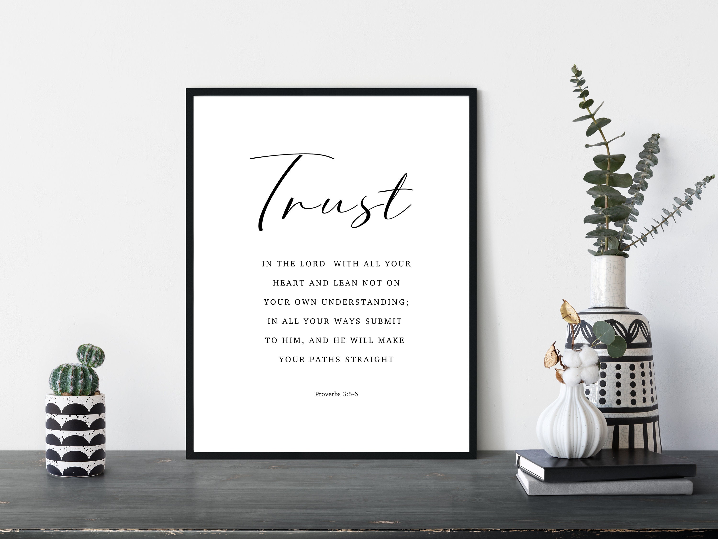 Proverbs 3:5-6 Bible Verse Wall Art Printable Minimal | Etsy