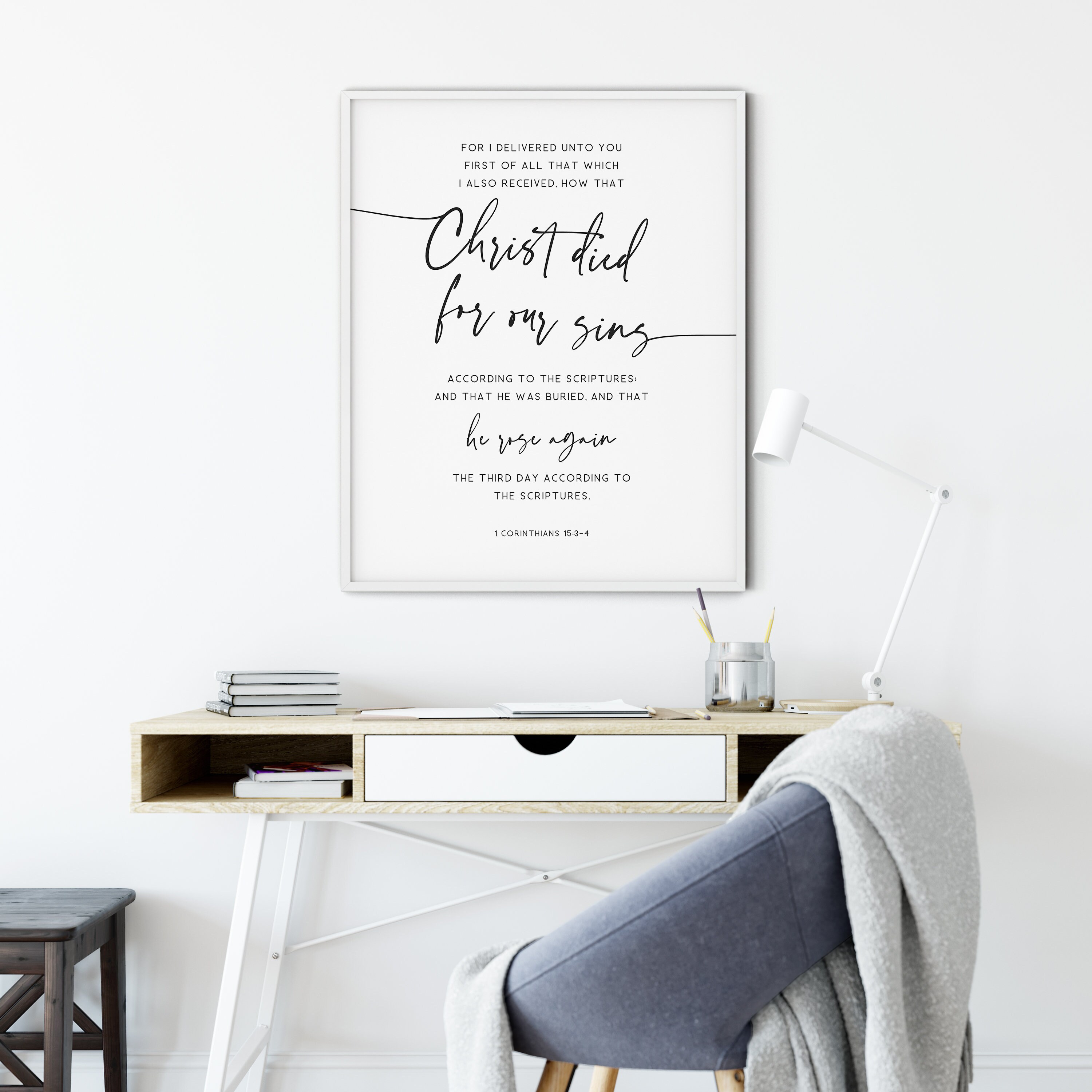 1 Corinthians 15:3-4 Easter Christian Wall Art KJV Bible Verse Print ...