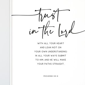 Proverbs 3:5-6 Bible Verse Wall Art Scripture Prints Modern Minimalist ...