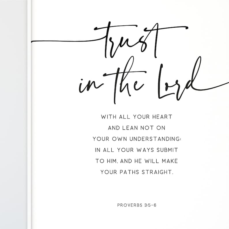 Proverbs 3:5-6 Bible Verse Wall Art Scripture Prints Modern Minimalist ...