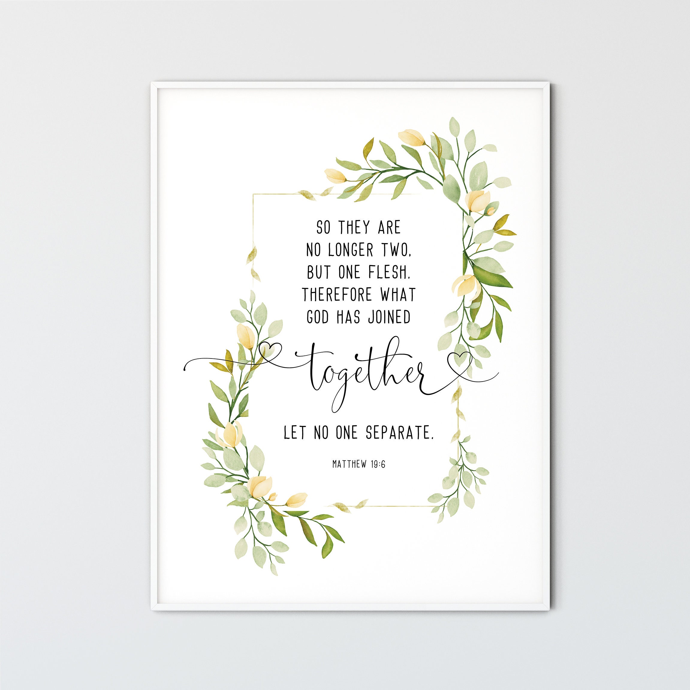 Matthew 19:6, Marriage Bible Verse Wall Art Wedding Christian Wall Art ...