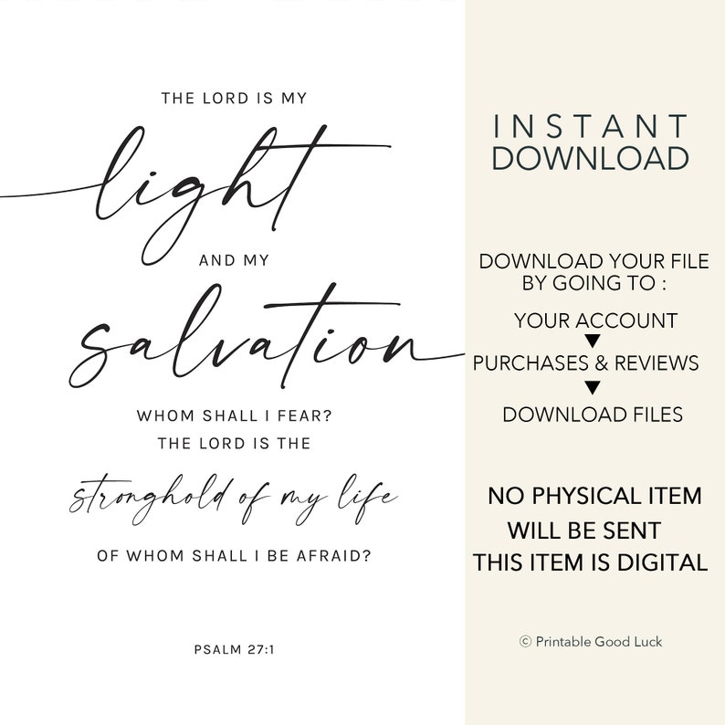 Psalm 27:1 Bible Verse Wall Art Modern Minimal Scripture Wall - Etsy