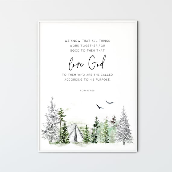Romans 8:28 Bible Verse Wall Art Christian Printable | Etsy