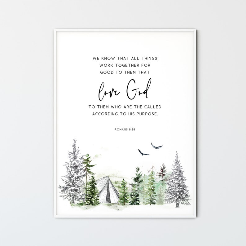 Romans 8:28 Bible Verse Wall Art Christian Printable | Etsy