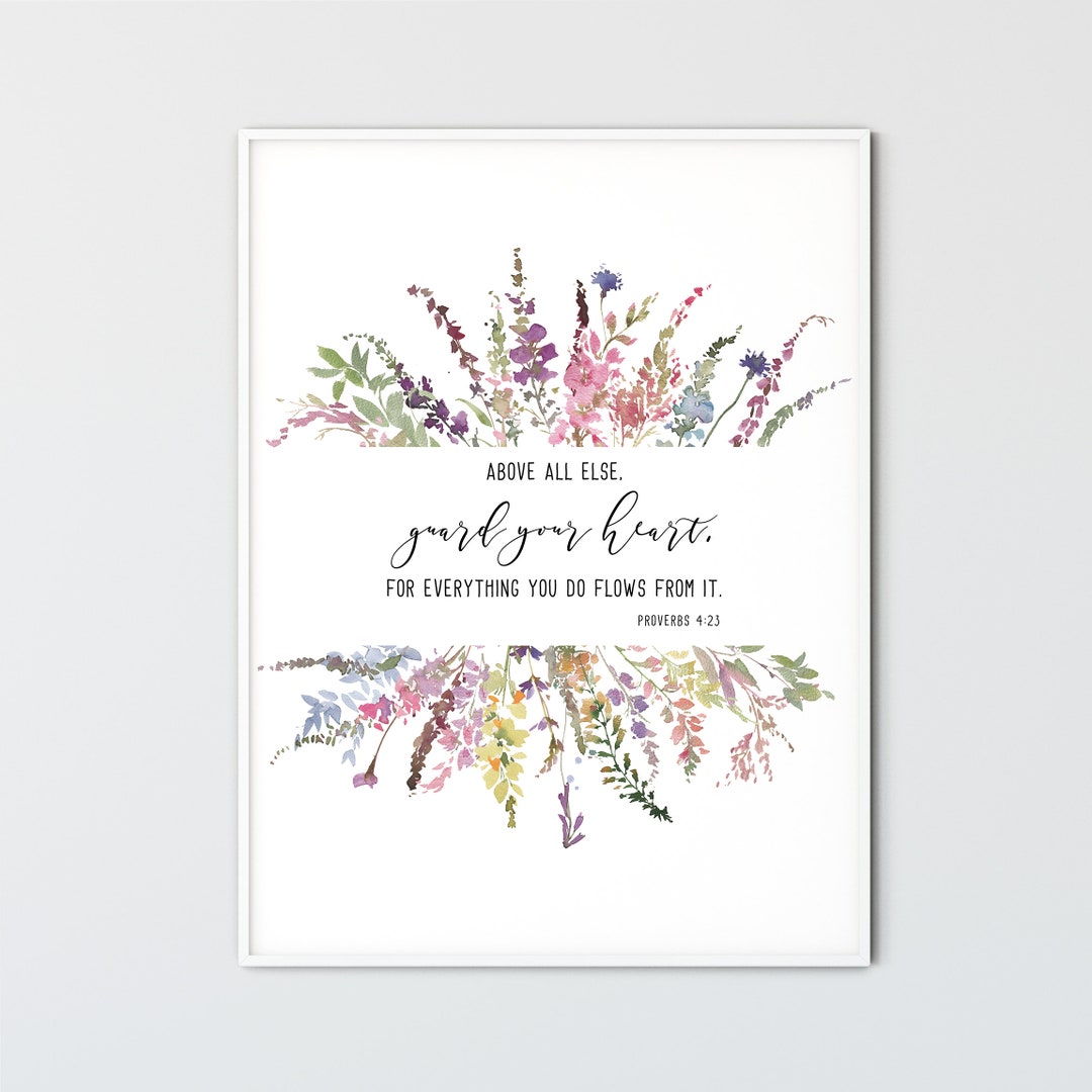 Proverbs 4:23 Guard Your Heart, Bible Verse Wall Art Christian ...