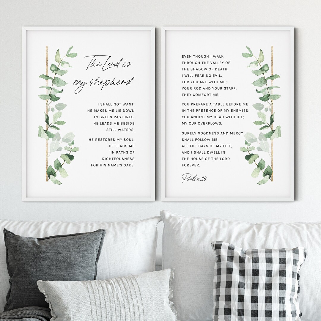Psalm 23 Bible Verse Wall Art Set of 2 Printable Scripture Wall Art ...