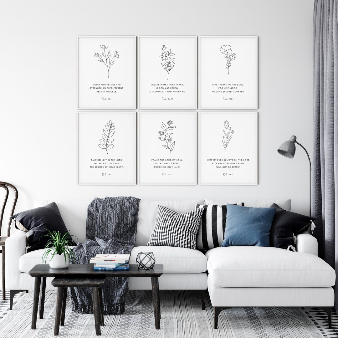 Bundle of 6 Psalms Wall Art, Bible Verse Wall Art Set Prints, Modern ...