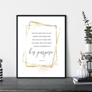 Romans 8:28 Bible Verse Wall Art Printable Wall Art Minimalist ...