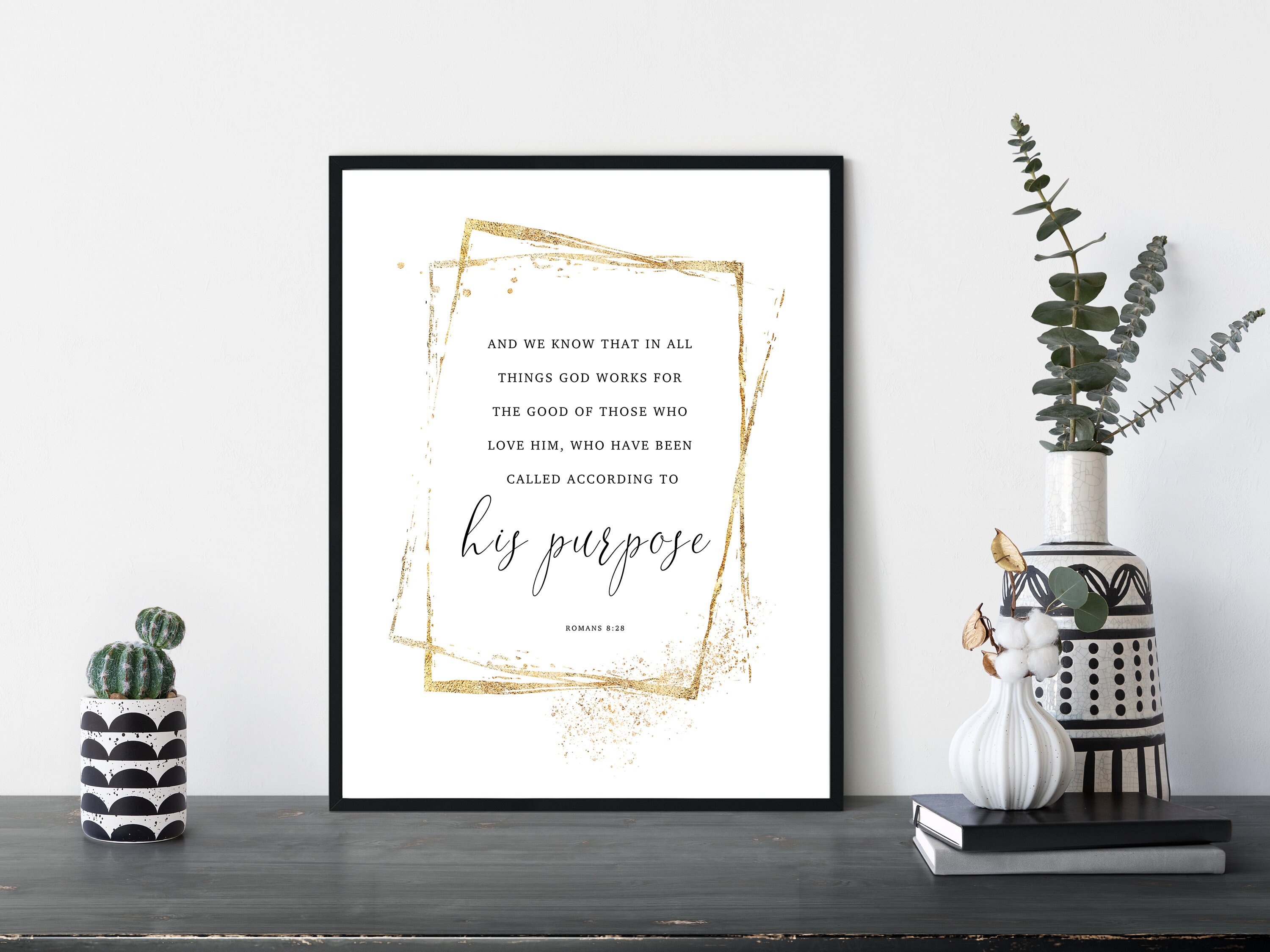 Romans 8:28 Bible Verse Wall Art Printable Wall Art Minimalist ...