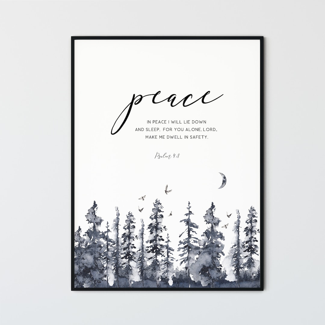 Psalm 4:8, Bible Verse Wall Art Christian Wall Art Printable Scripture ...
