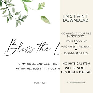 Psalm 103:1-2 Bible Verse Wall Art Set of 2 Prints, Printable Scripture ...