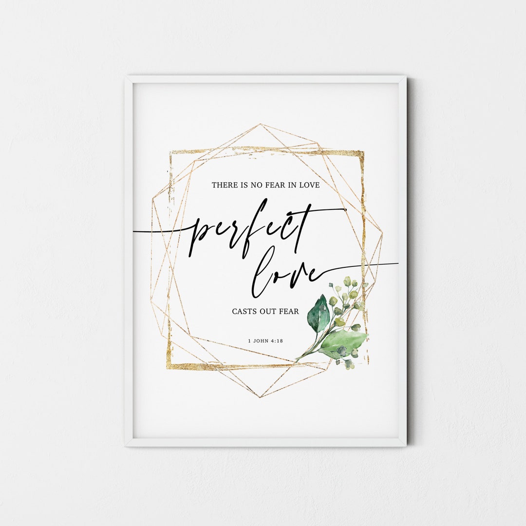 Bible Verse Wall Art, 1 John 4:18 Perfect Love, Bible Verse Print for ...