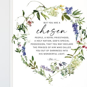 1 Peter 2:9 Bible Verse Wall Art Christian Wall Art Scripture Wall Art ...