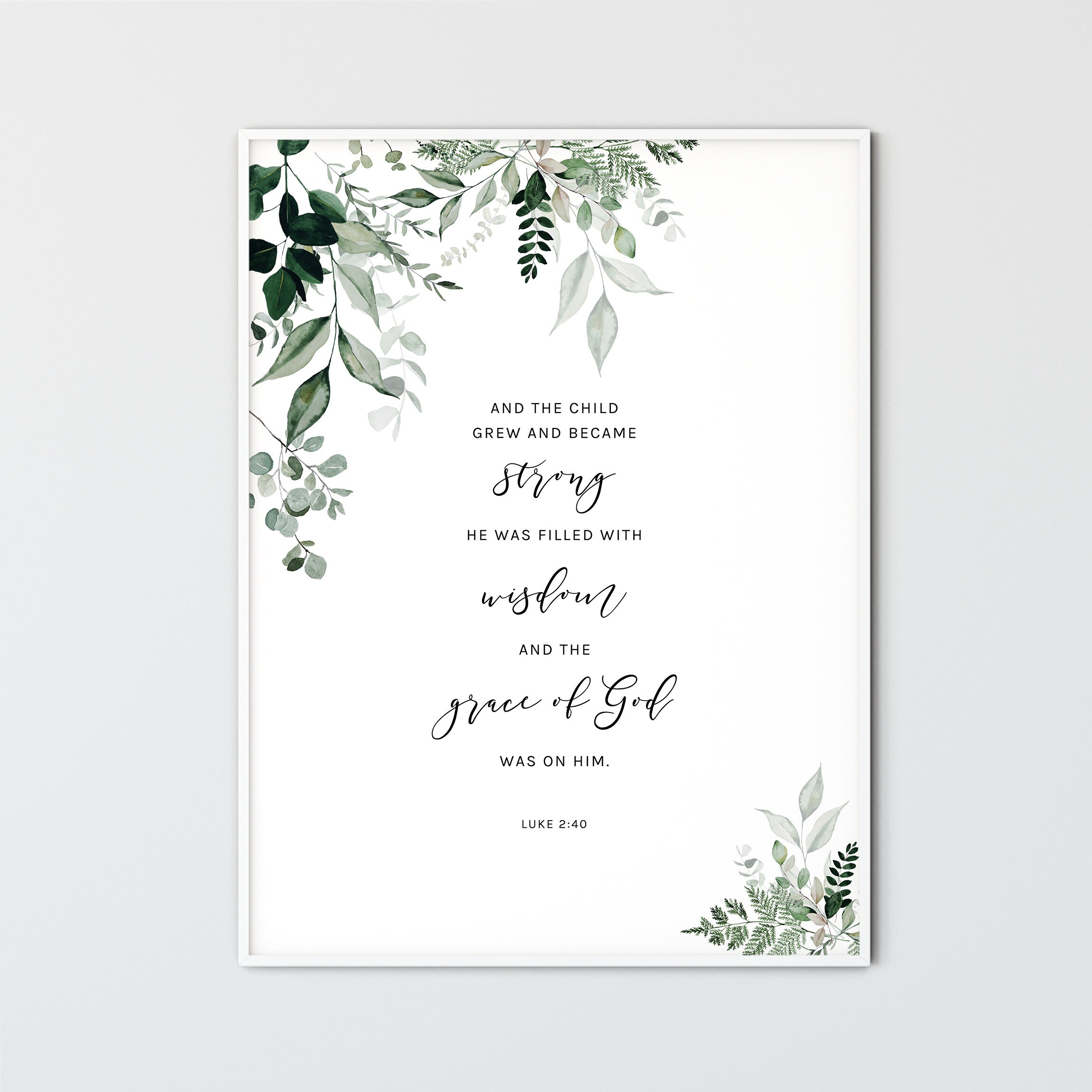 Luke 2:40 Bible Verse Wall Art Scripture Wall Art Prints | Etsy