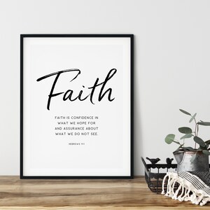 Hebrews 11:1 Faith Scripture Print, Bible Verse Quote Poster Wall Art ...