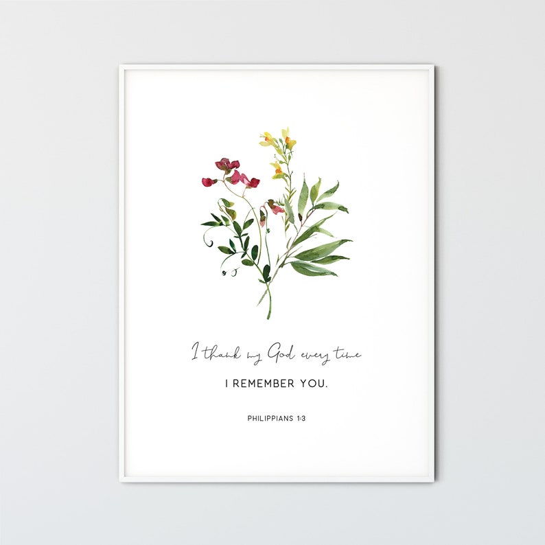 Philippians 1:3 Bible Verse Wall Art Christian Wall Art - Etsy