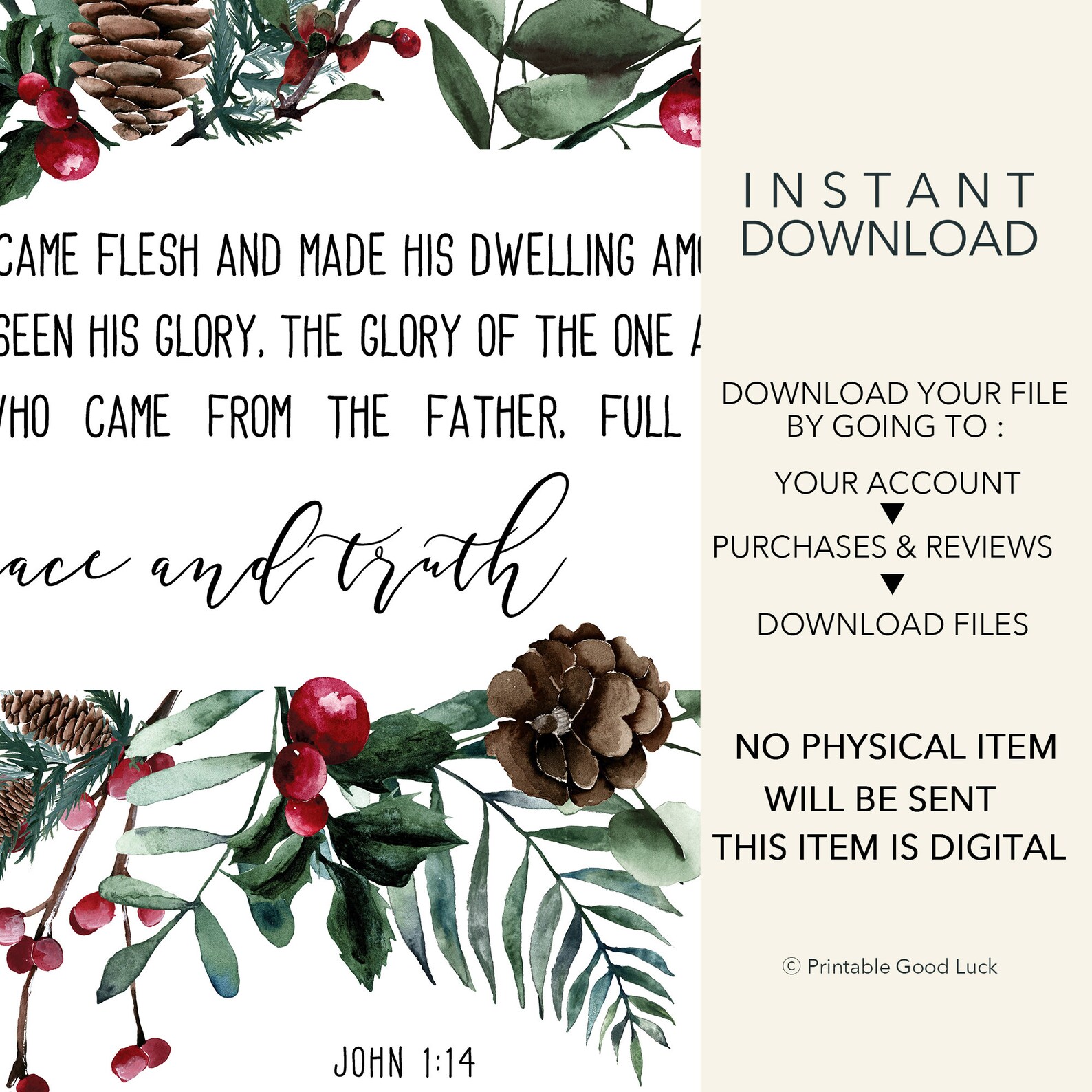 John 1:14 Christian Wall Art Bible Verse Wall Art Christmas - Etsy