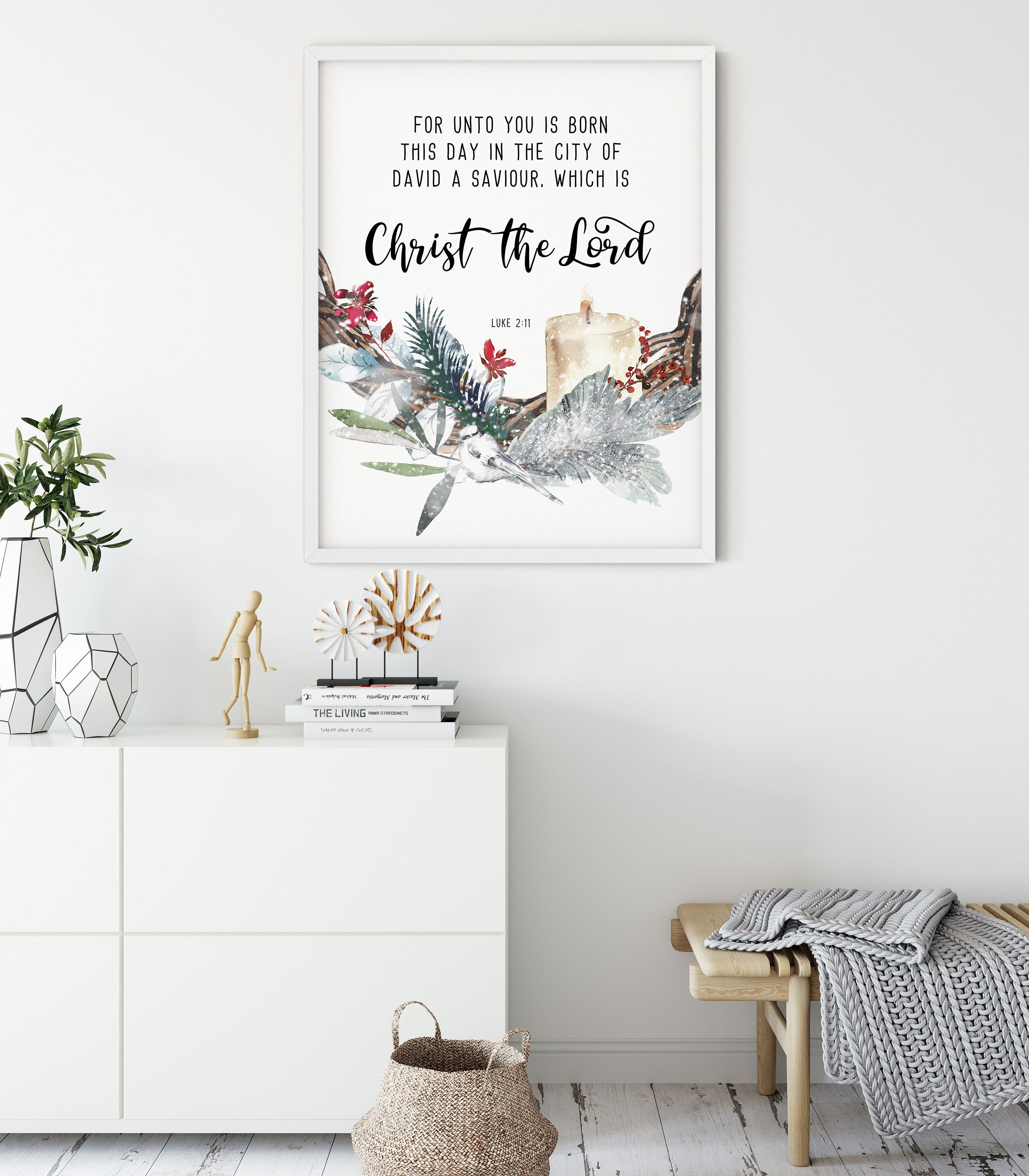 Luke 2:11 Christian Christmas Bible Verse Wall Art Digital | Etsy