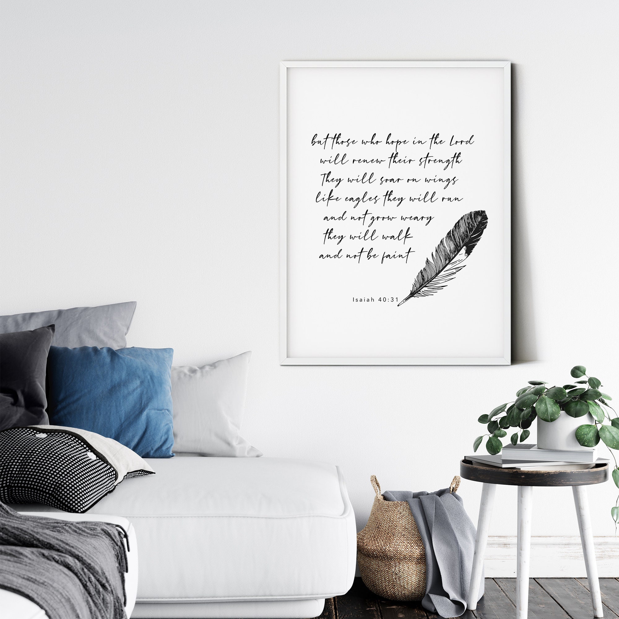 Isaiah 40:31 Bible Verse Wall Art Minimalist Christian Home | Etsy