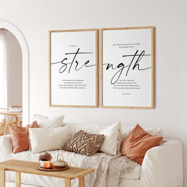 Isaiah 40:29-31 Bible Verse Wall Art Set of 2 Prints Modern | Etsy