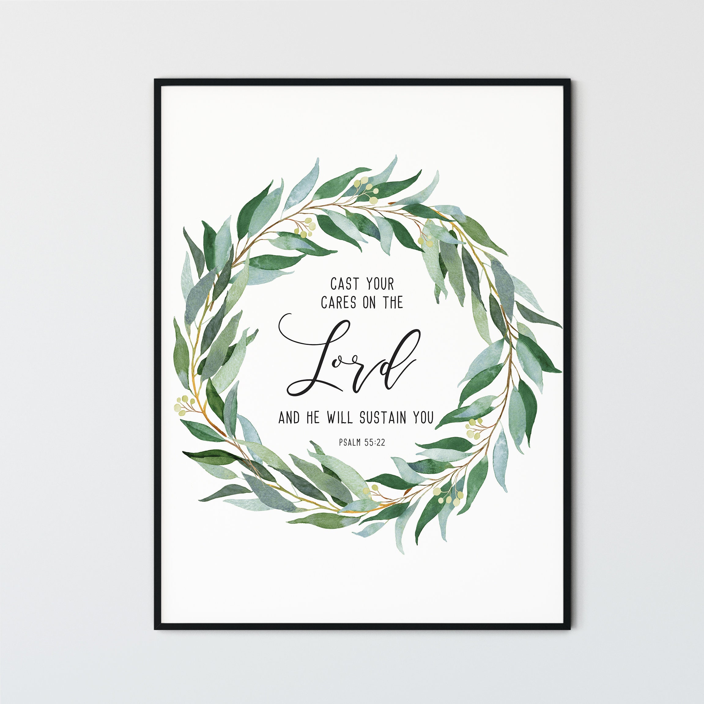 Psalm 55:22 Bible Verse Wall Art Prints Scripture Wall Decor - Etsy