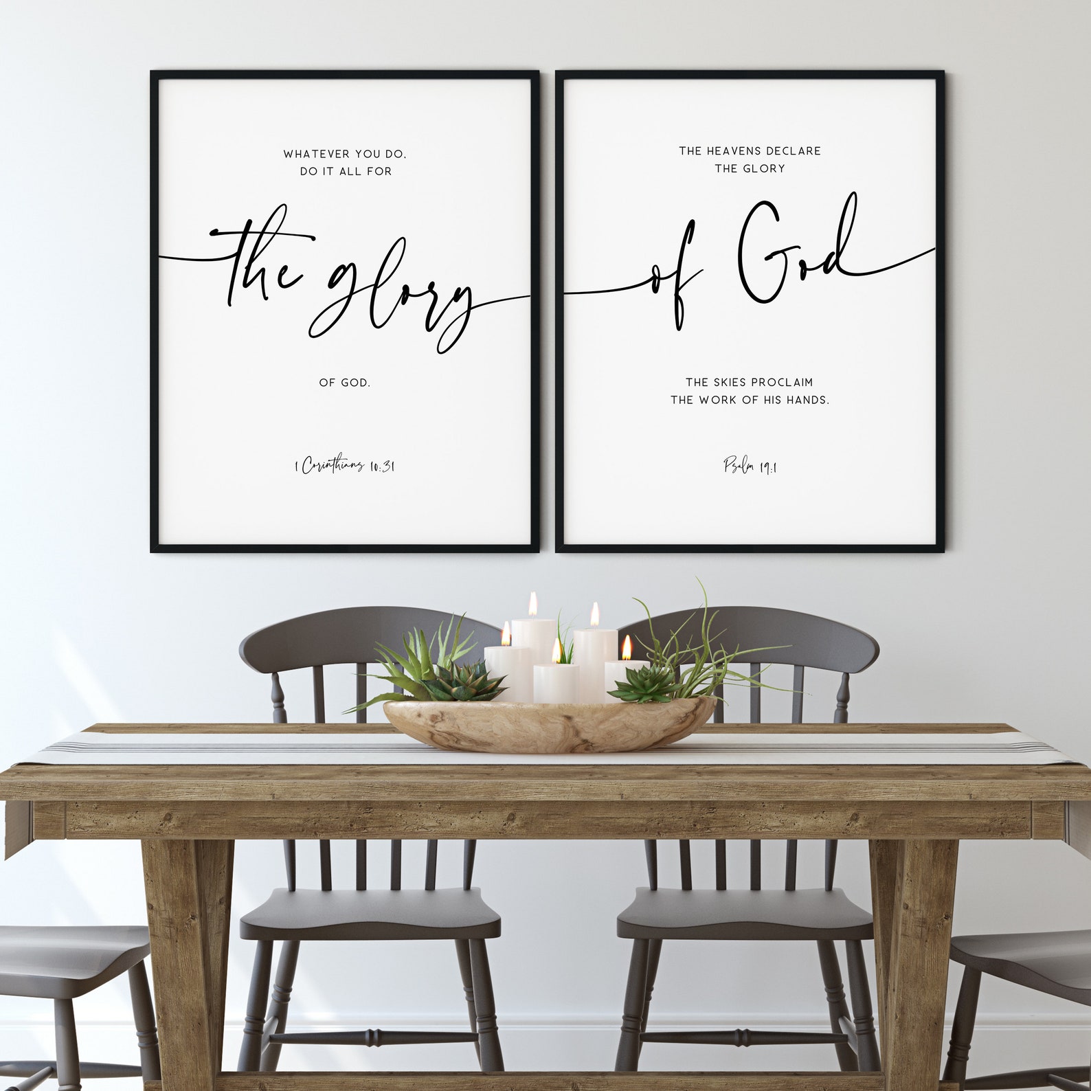Bible Verse Wall Art Set of 2 Modern Scripture Prints | Etsy