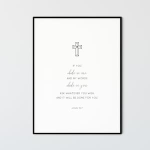 John 15:7 Bible Verse Wall Art Printable Scripture Prints | Etsy