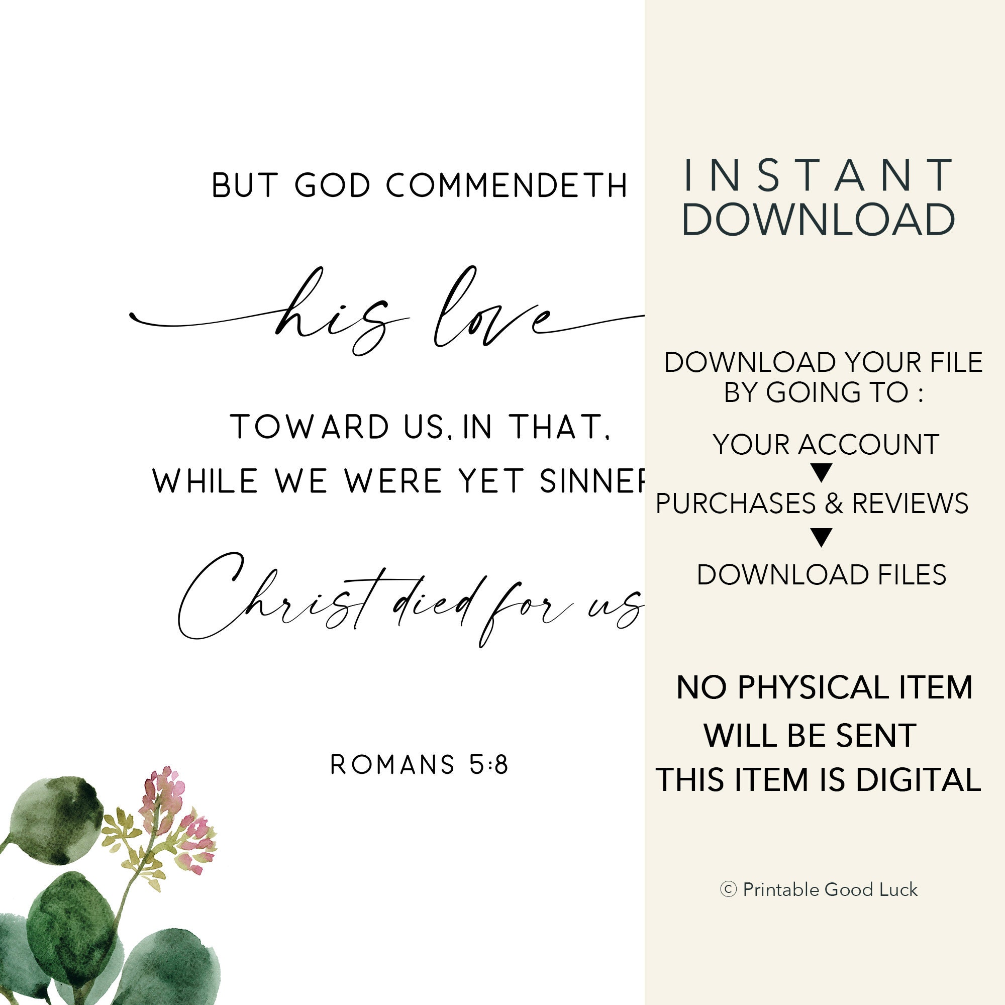 Romans 5:8 Bible Verse Wall Art Christian Wall Art Scripture | Etsy
