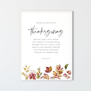 Psalm 100:4-5, Thanksgiving Bible Verse Fall Christian Wall Art Autumn ...