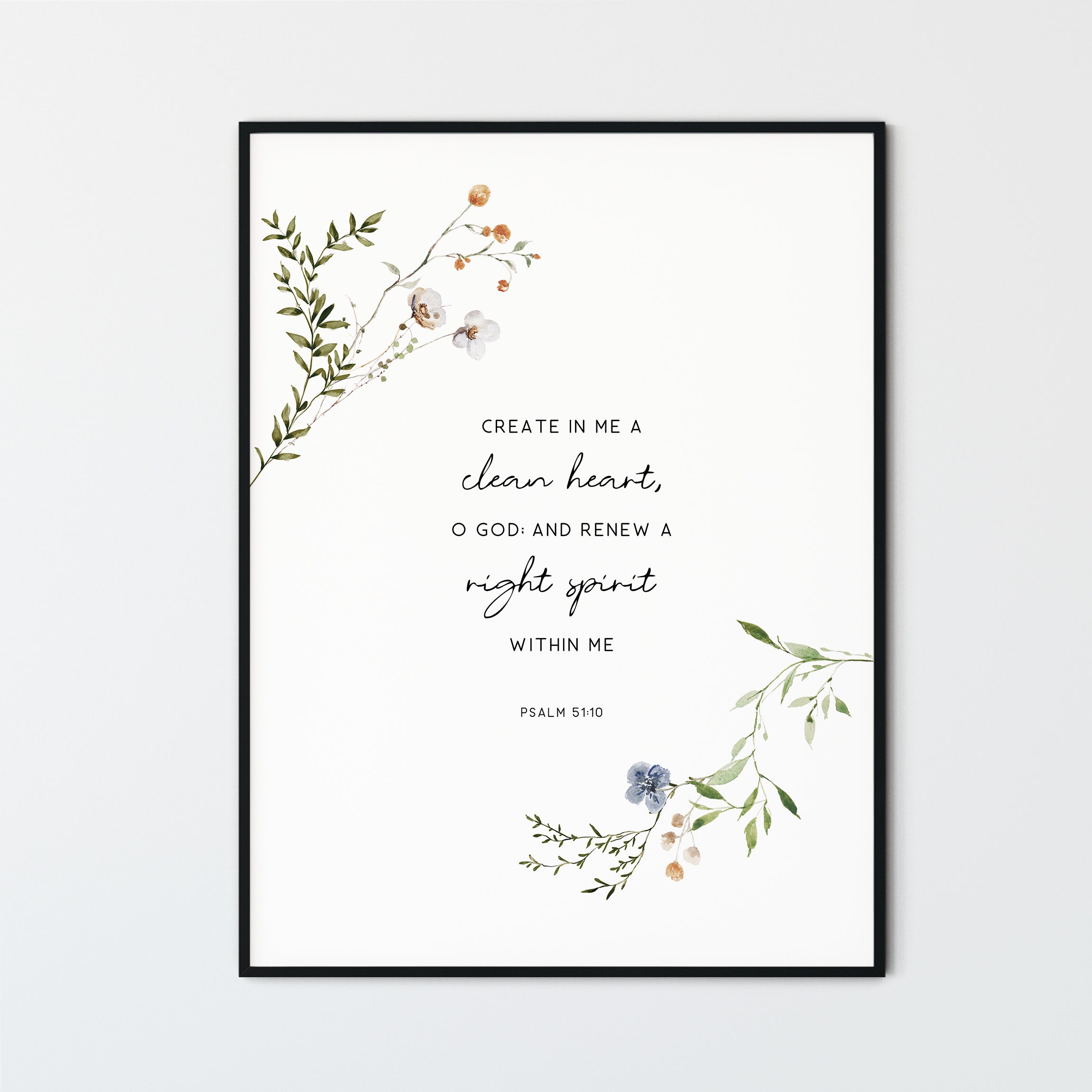 Psalm 51:10 KJV Bible Verse Wall Art Scripture Quote Prints - Etsy Canada