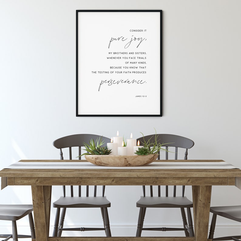 James 1:2-3 Bible Verse Wall Art Printable Scripture Print | Etsy