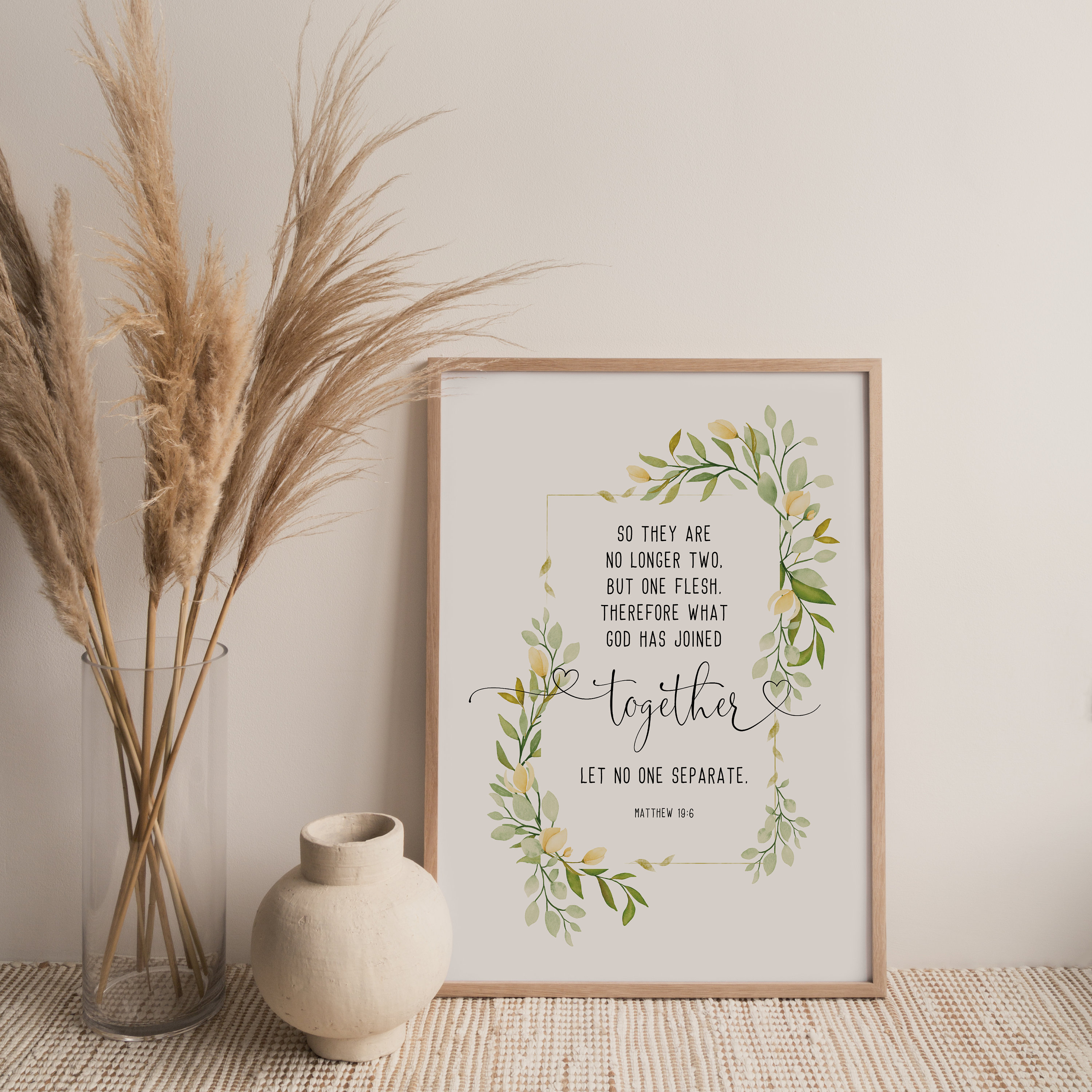 Matthew 19:6, Marriage Bible Verse Wall Art Wedding Christian Wall Art ...