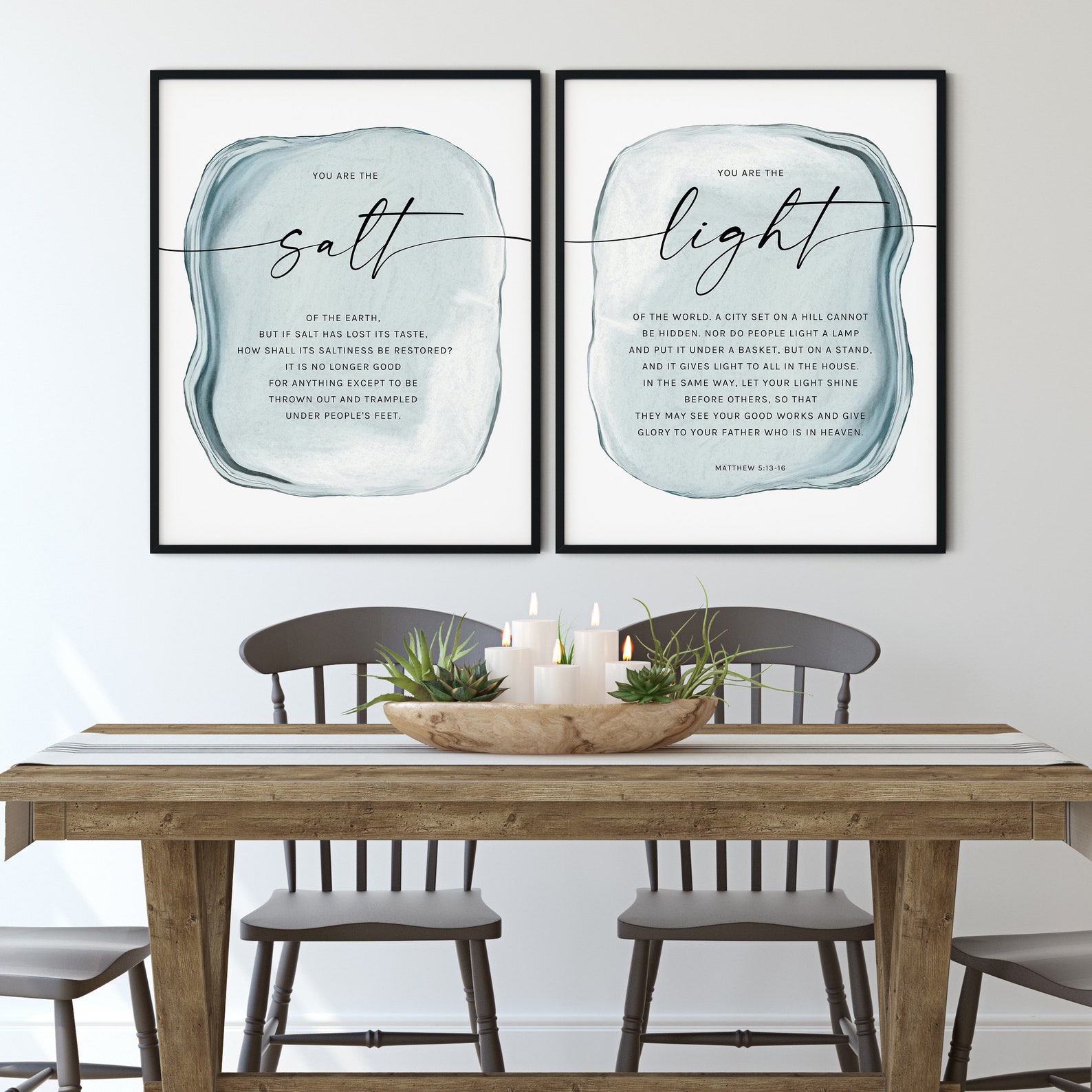 Matthew 5:13-16 Bible Verse Wall Art Set of 2 Prints Scripture ...