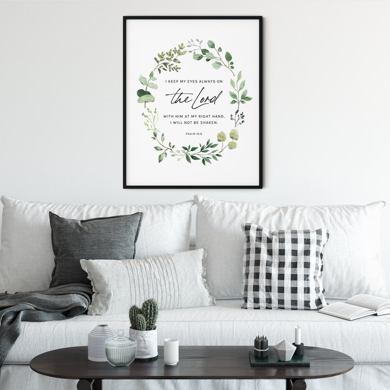 Psalm 16:8 Bible Verse Wall Art Printable Scripture Print - Etsy